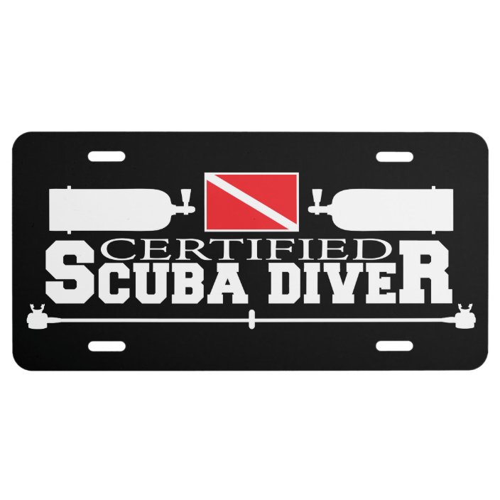 Black Certified Scuba Diver License Plate | Zazzle.com
