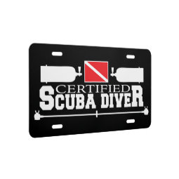 Black Certified Scuba Diver License Plate | Zazzle