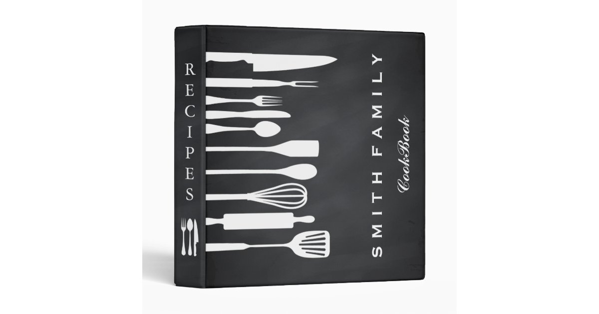Black Chalkboard Family Recipe Cookbook Binder | Zazzle