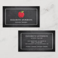 Black Chalkboard Red Apple School Teacher Business Card | Zazzle