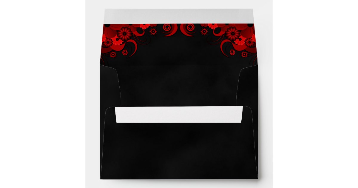 Black Chalkboard Red Floral Goth Wedding Envelopes | Zazzle