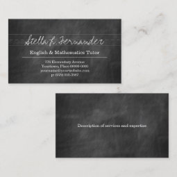 Black Chalkboard Teacher Tutor Business Card | Zazzle