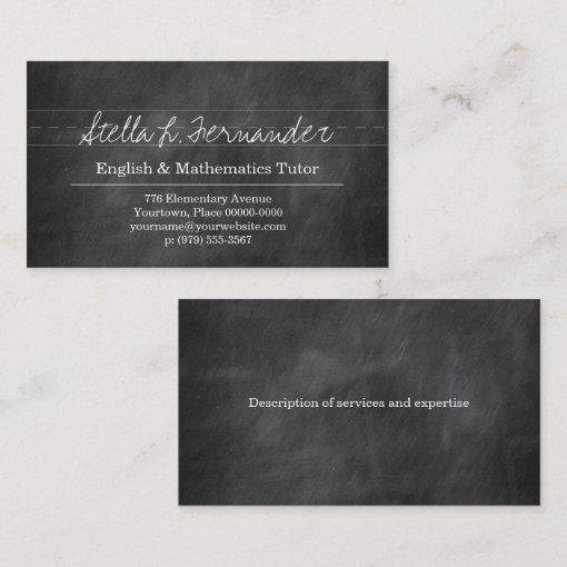 Black Chalkboard Teacher Tutor Business Card | Zazzle