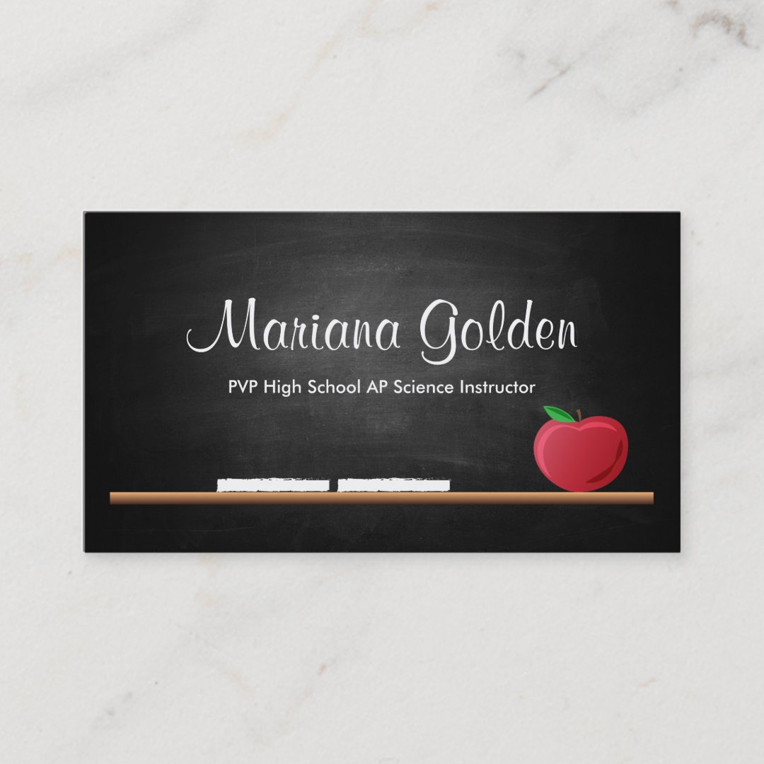 Black Chalkboard Teacher's Business Card | Zazzle