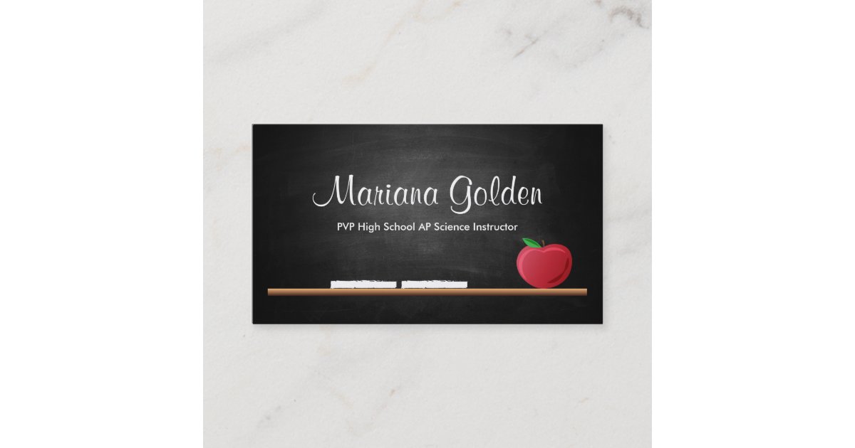 Black Chalkboard Teacher's Business Card | Zazzle