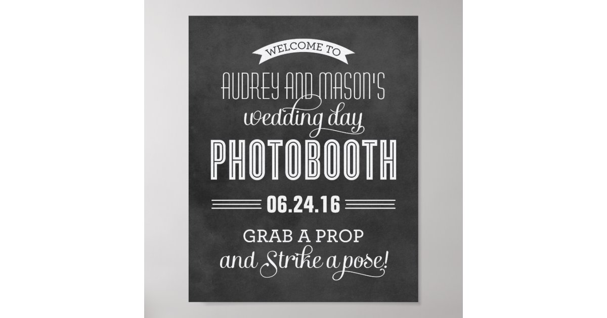 Black Chalkboard Wedding Photobooth Welcome Poster | Zazzle