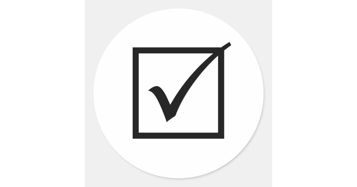 Black Checkbox Classic Round Sticker | Zazzle