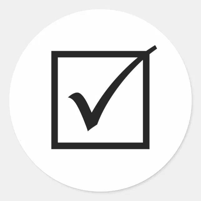 Black Checkbox Classic Round Sticker | Zazzle