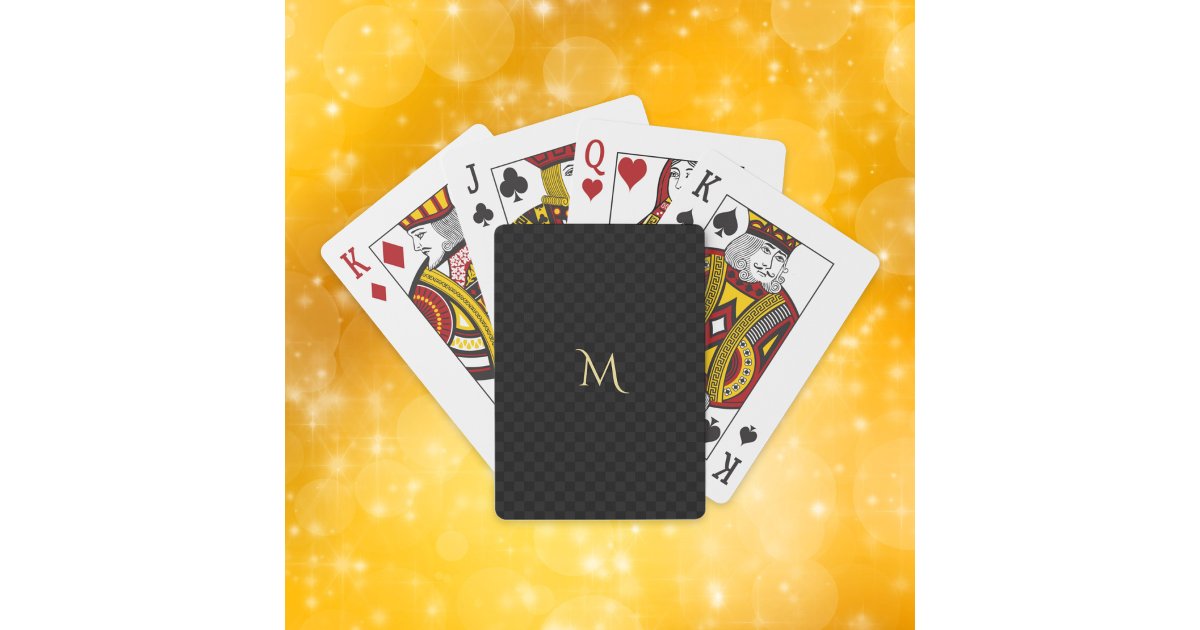 Black Checkered Gold Monogrammed Modern Stylish Poker Cards | Zazzle