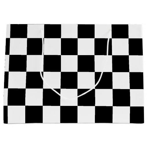 Black Checkered Large Gift Bag | Zazzle