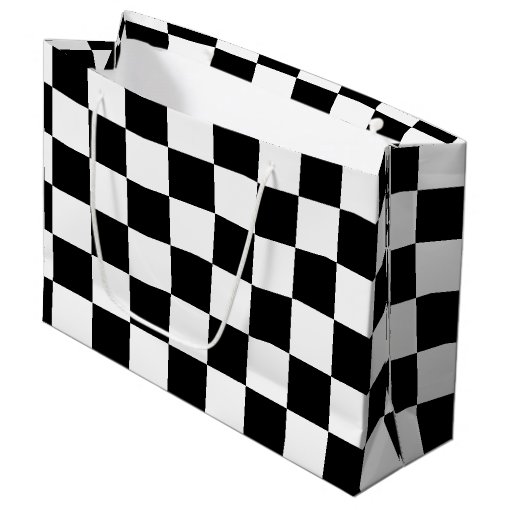 Black Checkered Large Gift Bag | Zazzle