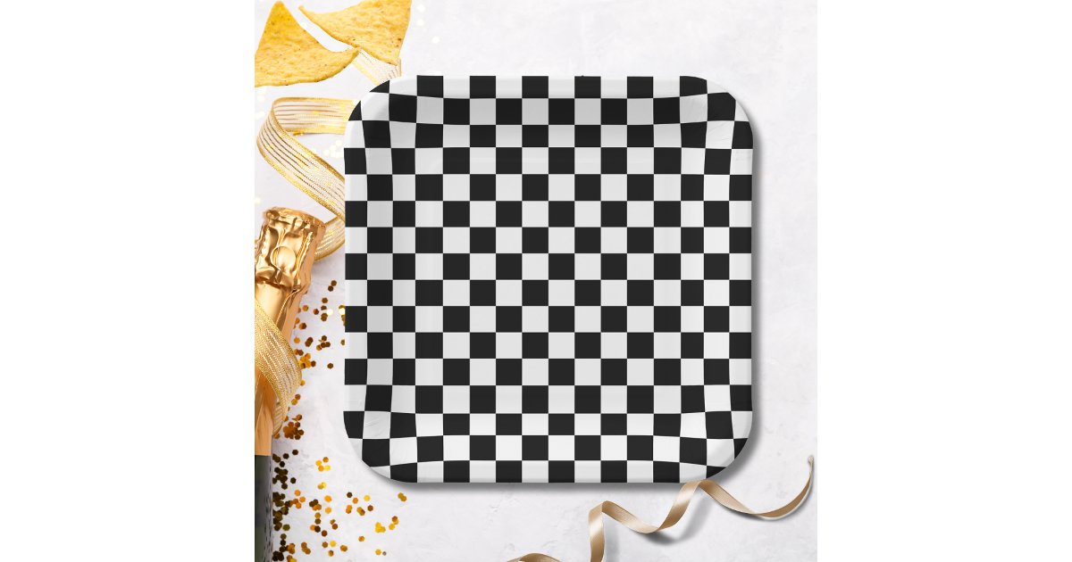 Black Checkered Paper Plates | Zazzle