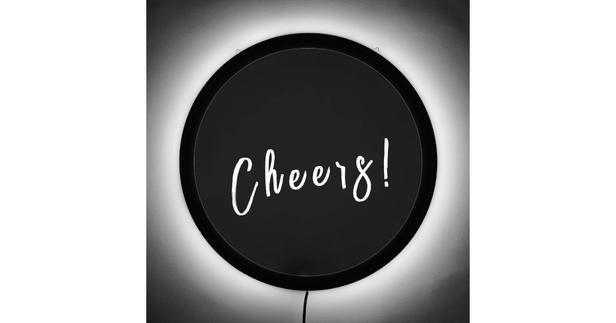 Black Cheers! Modern Script LED Sign | Zazzle