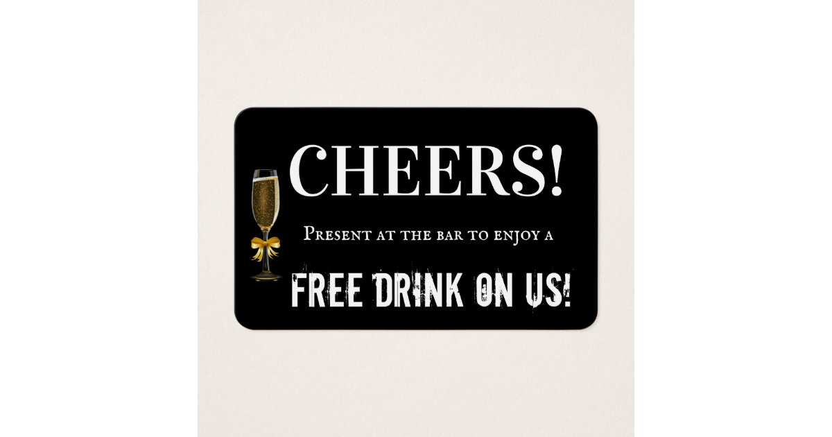 Black Cheers Wedding Bar Drink Voucher Ticket | Zazzle