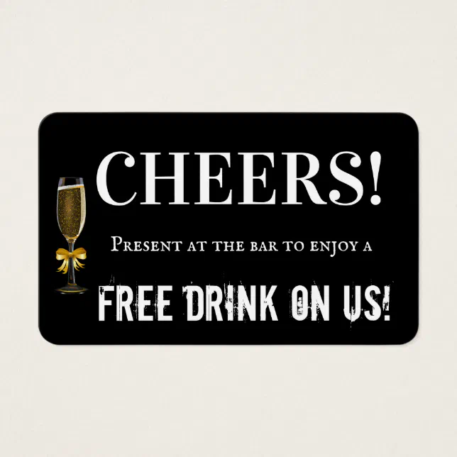 Black Cheers Wedding Bar Drink Voucher Ticket | Zazzle