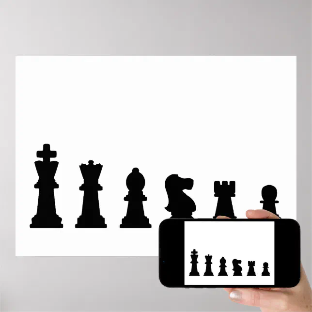 Black chess pieces on white poster | Zazzle