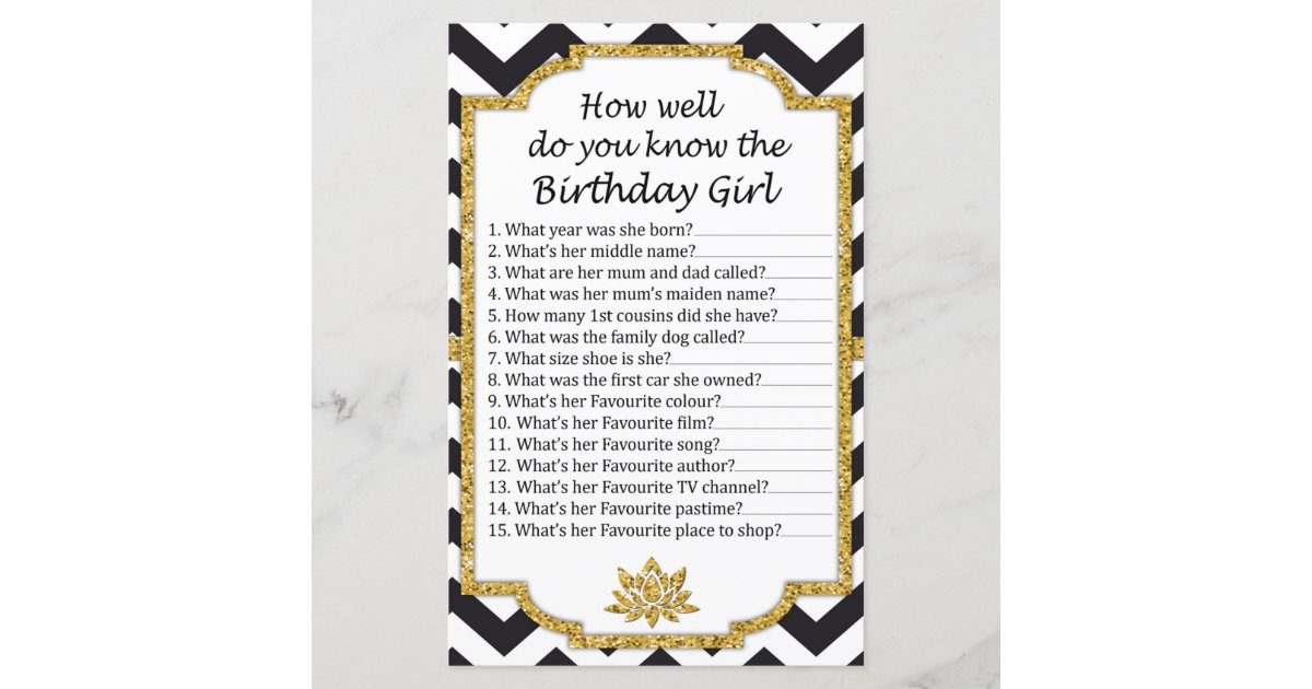Black Chevron How well do you know the birthday | Zazzle