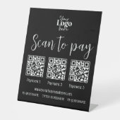Black chic scan to pay small business QR code Pedestal Sign | Zazzle