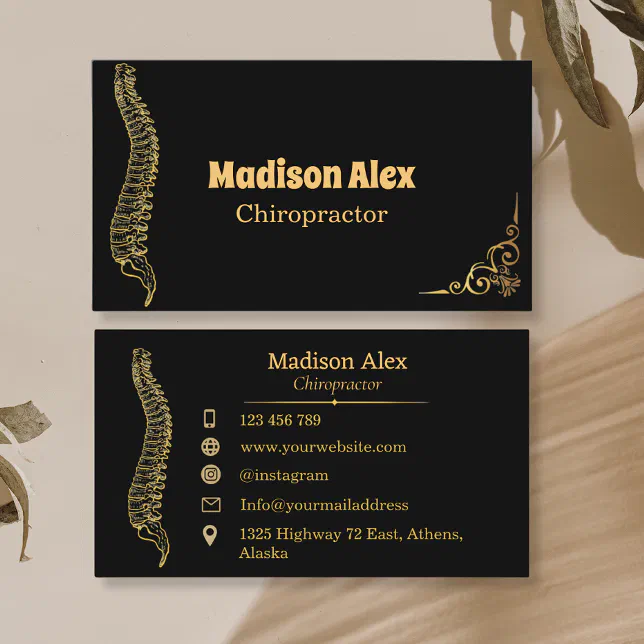 Black Chiropractor Chiropractic Spine Therapist Business Card | Zazzle