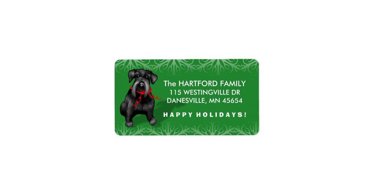 Black Christmas Schnauzer Dog Address Labels | Zazzle