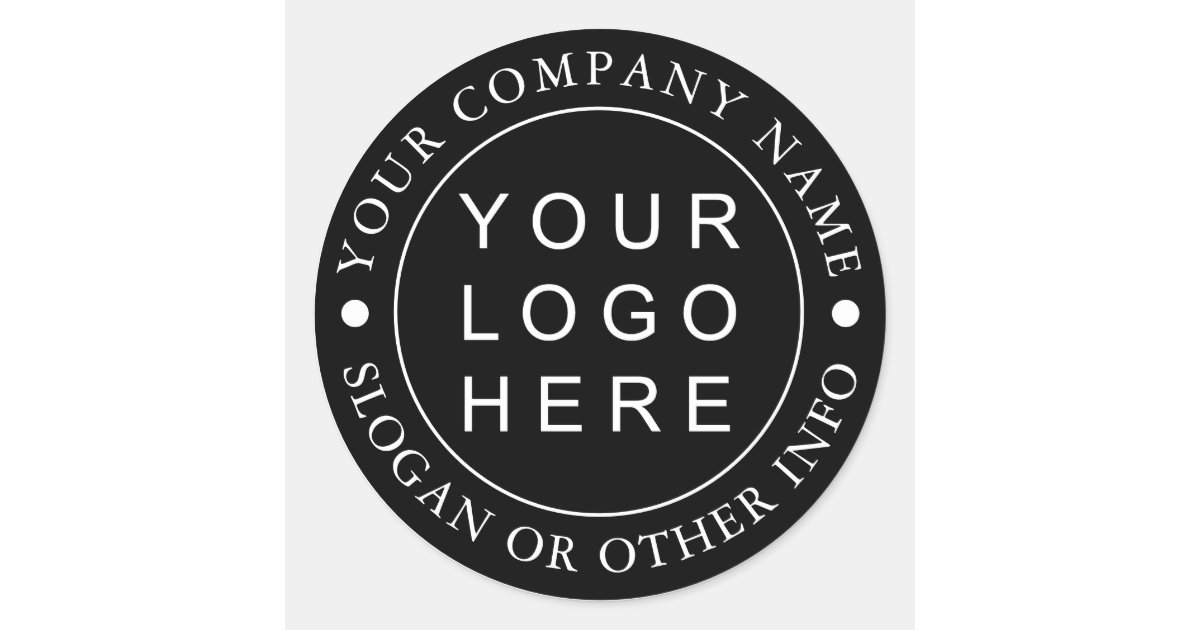 Black Circle Business Logo Custom Classic Round Sticker | Zazzle