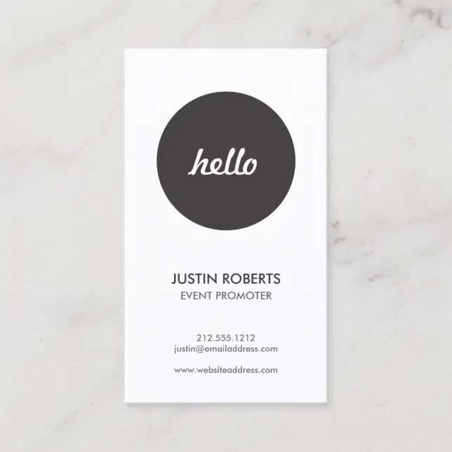 Black Circle Hello Logo Modern Business Card | Zazzle
