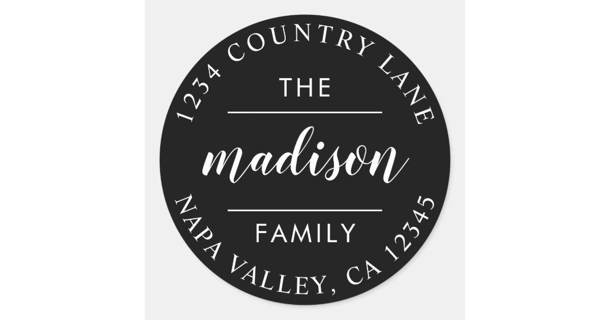 Black Circle Script Create Your Own Return Address Classic Round ...