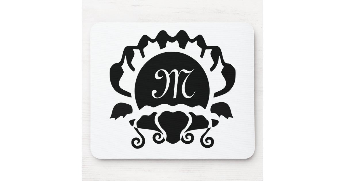Black Clam Silhouette Monogram Mouse Pad | Zazzle