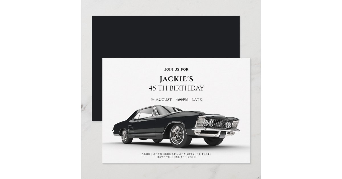Black Classic Car Invitation | Zazzle