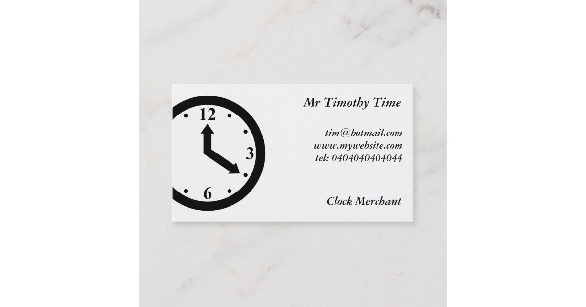 Black Clock Business Card | Zazzle