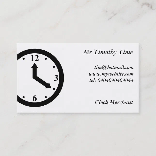 Black Clock Business Card | Zazzle