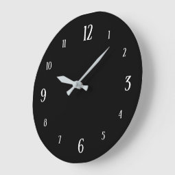 Black Clock with White Numbers Modern | Zazzle