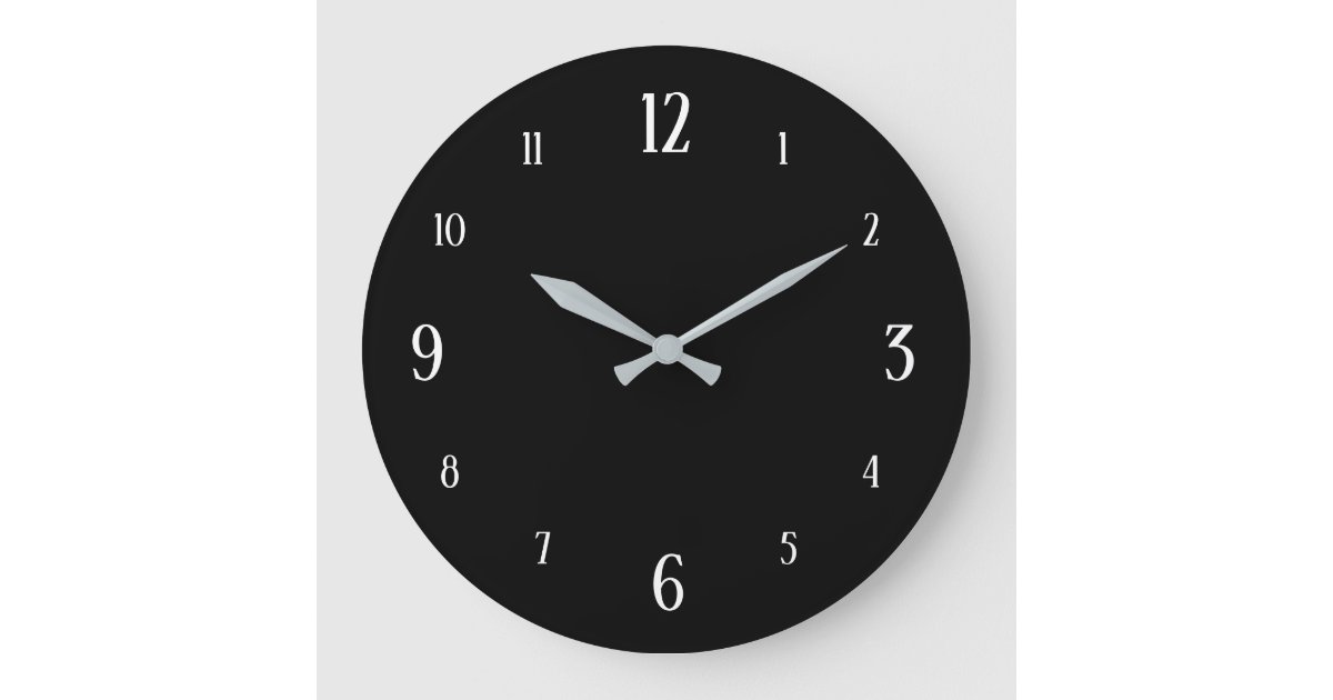 Black Clock with White Numbers Modern | Zazzle