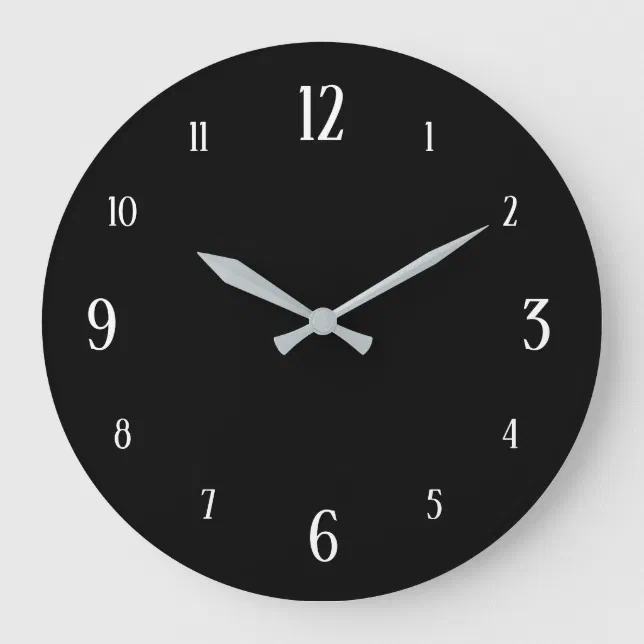Black Clock with White Numbers Modern | Zazzle