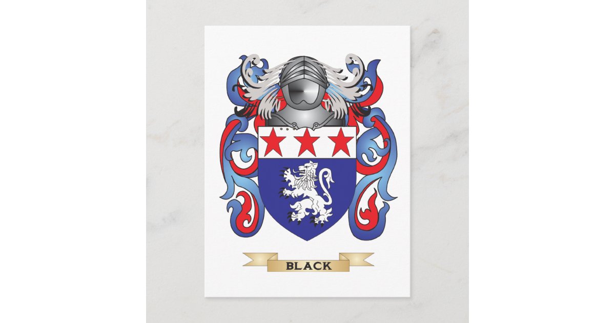 Black Coat of Arms (Family Crest) Postcard | Zazzle