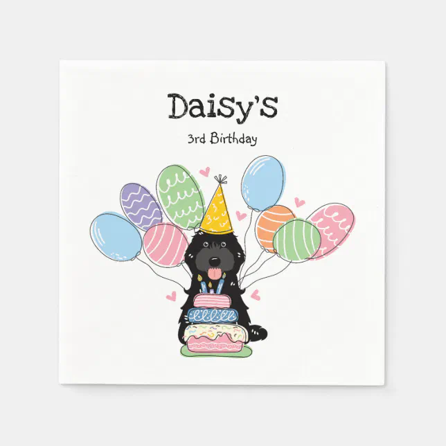 Black Cockapoo Cavapoo Birthday Party Paper Napkins | Zazzle