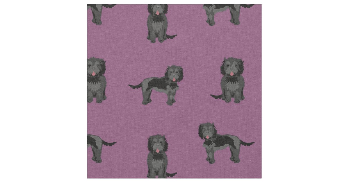 Black cockapoo dog dark purple fabric | Zazzle