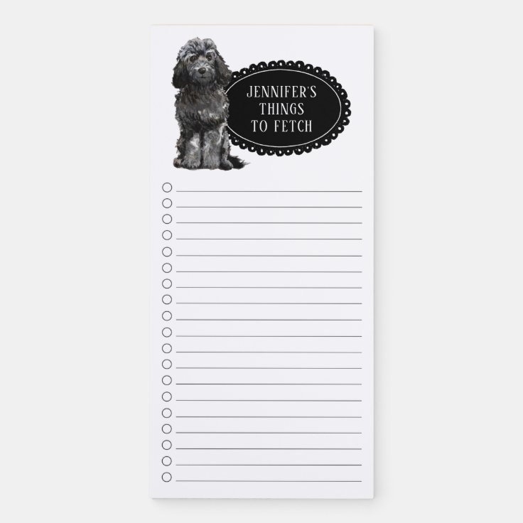 Black Cockapoo Shopping List Magnetic Notepad | Zazzle