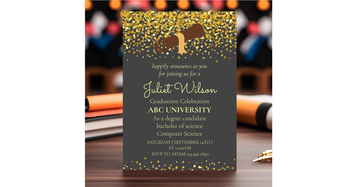 Black college university graduation commencement invitation | Zazzle