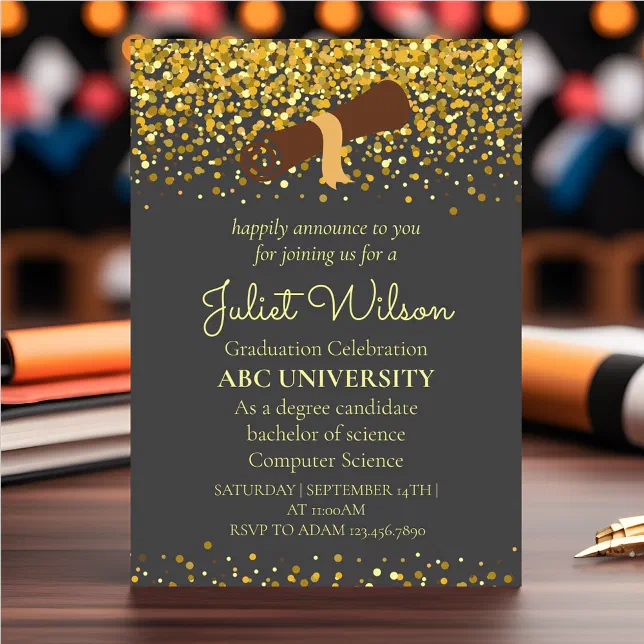 Black college university graduation commencement invitation | Zazzle