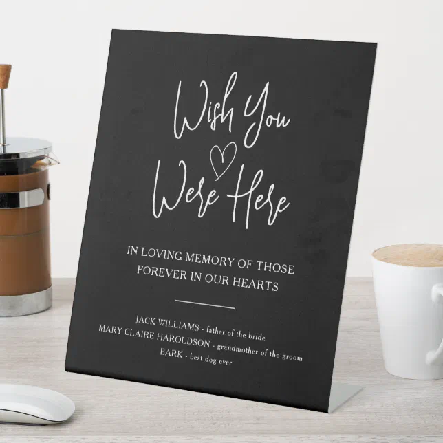 Black Color Memorial In Loving Memory Wedding Pedestal Sign | Zazzle