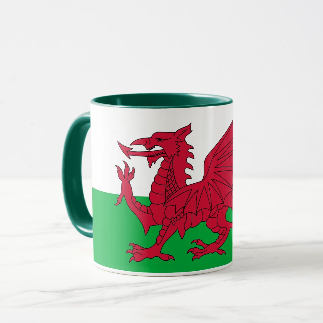 Black Combo Mug with flag of Wales, UK | Zazzle