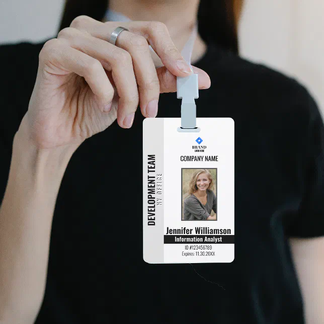 Black Company Security QR Code Employee Photo ID Badge | Zazzle