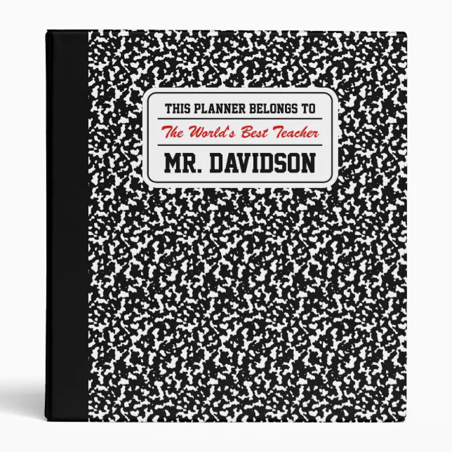 Black Composition Notebook 3 Ring Binder | Zazzle