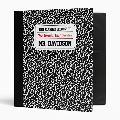 Black Composition Notebook 3 Ring Binder | Zazzle