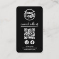 Black Connect With Us QR Code Logo Social Media Business Card | Zazzle