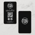 Black Connect With Us QR Code Logo Social Media Business Card | Zazzle