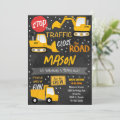 Black Construction Vehicles Birthday Invitation | Zazzle