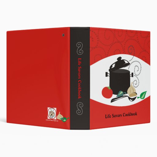 black cooking pot spoon herbs recipe binder | Zazzle
