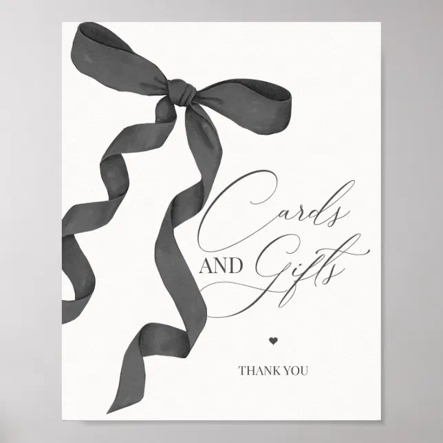 Black Coquette Bow Cards and Gifts Party Sign | Zazzle